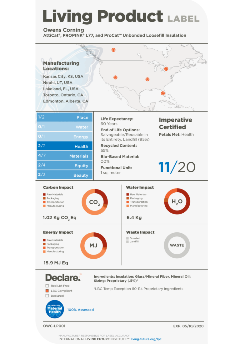 OWENS CORNING® ATTICAT®, PROPINK® L77, PROCAT® INSULATION - Living Future
